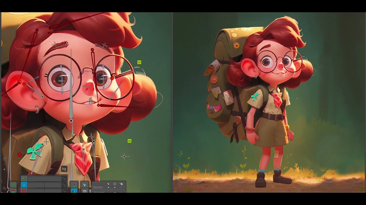 Spine 2D Character Animation Girl Scout idle 1 - YouTube