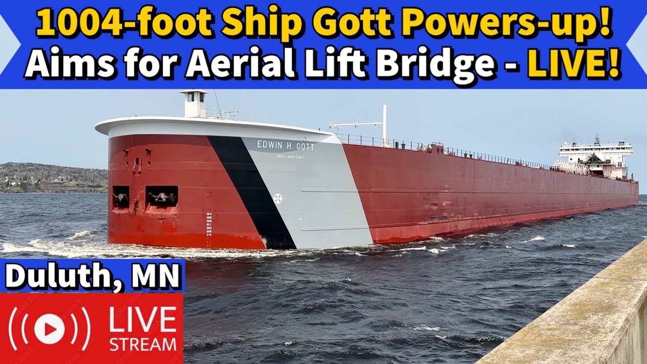⚓️1,004-foot Ship Edwin H Gott Powers-up! Aims for Aerial Lift Bridge ...