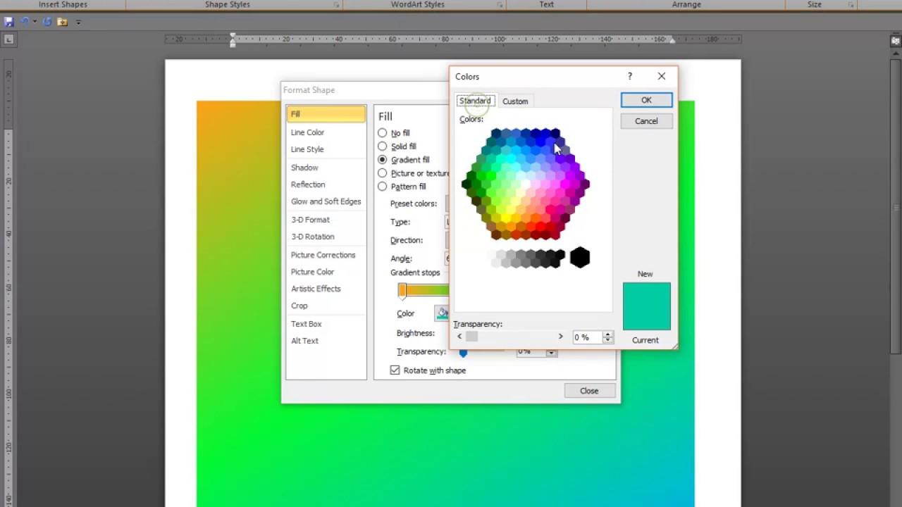Gradient Fill In Microsoft Office Word YouTube Gradient Fill In Microsoft Office Word YouTube