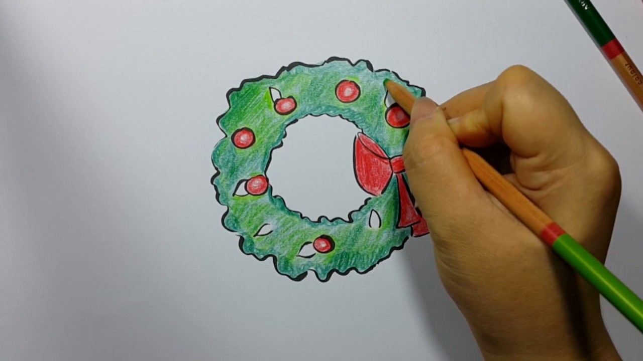 How to Draw Christmas Wreath-Easy and Fun!! - YouTube