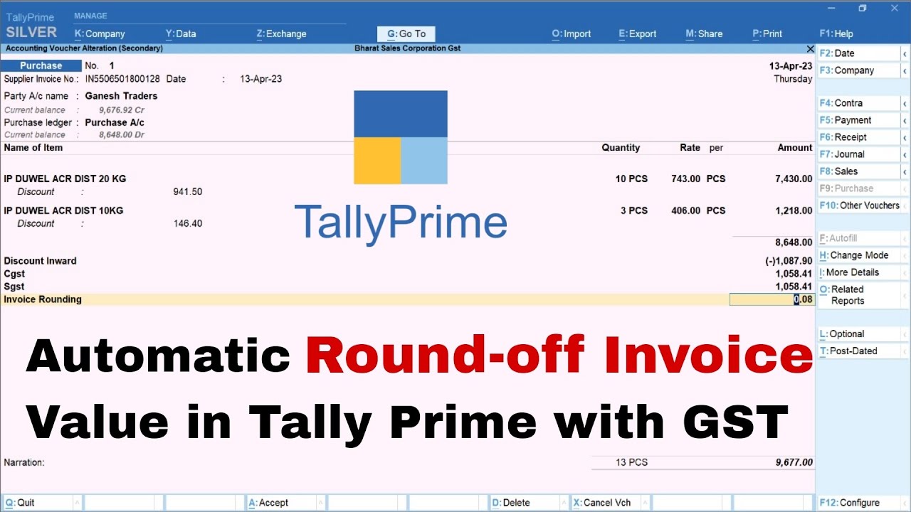 Automated Invoice Rounding in Tally Prime with GST | Round-off - YouTube