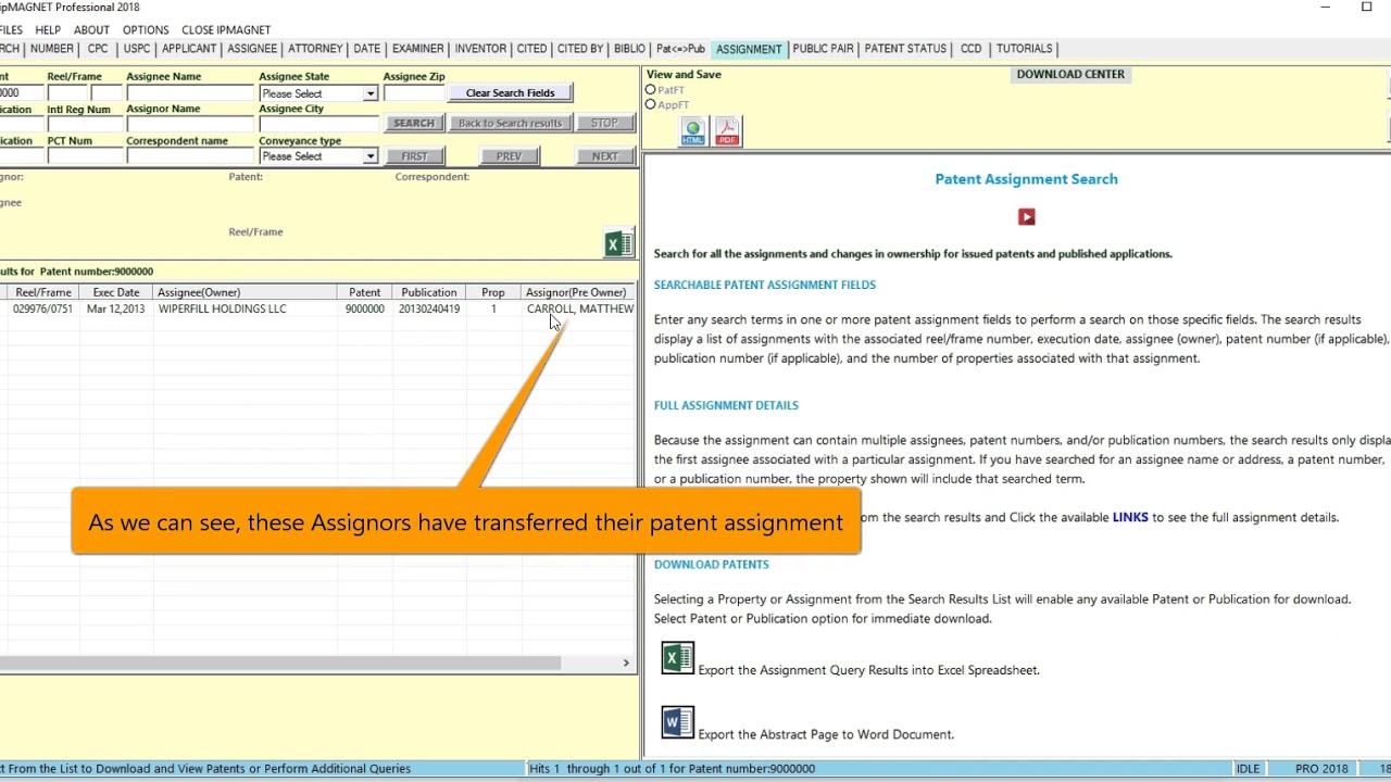How to find the Patent Assignments and ownership changes - YouTube