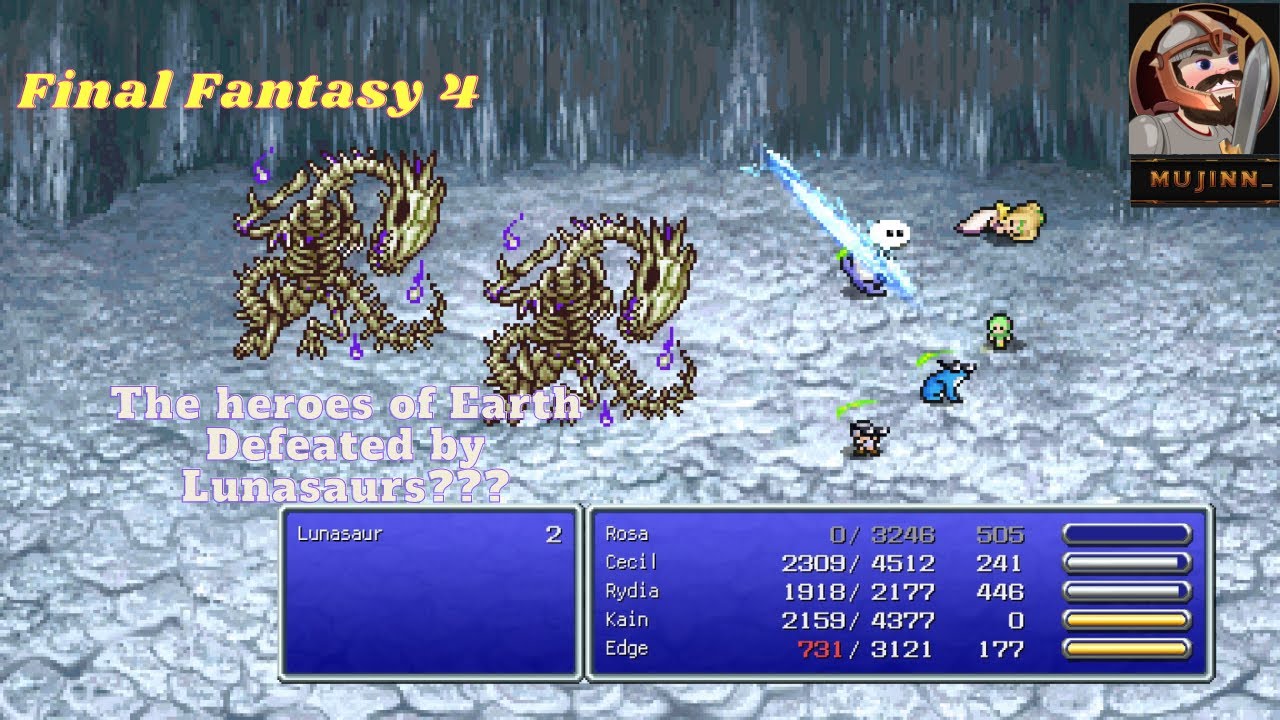 Final Fantasy 4, part 13, The Heroes of Earth Defeated by Lunasuars ...
