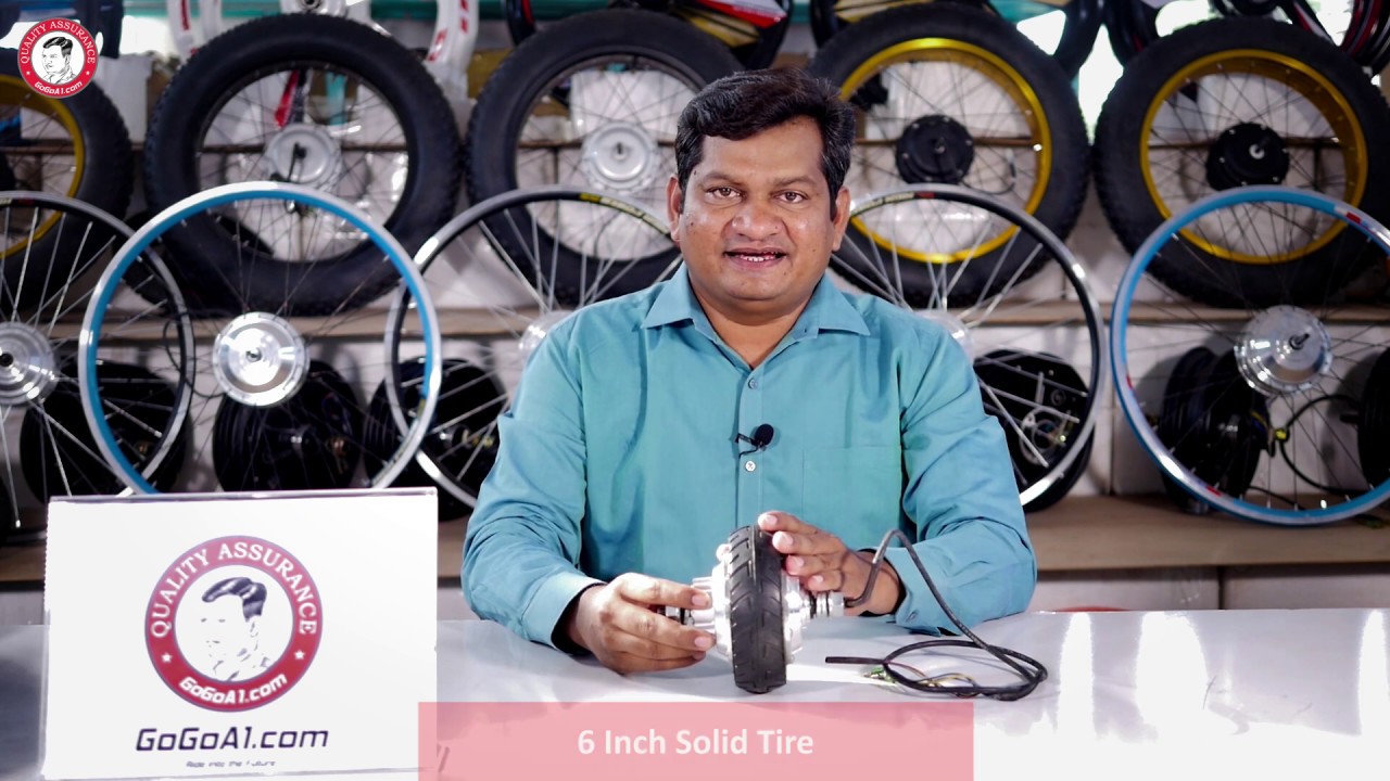 GoGoA1 6 inch hub motor with Solid Tyre - YouTube