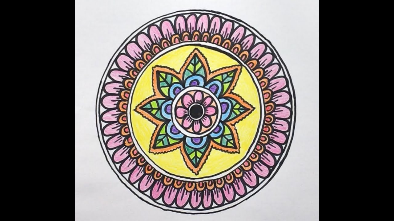 Simple Mandala with 3 patterns repeat - YouTube