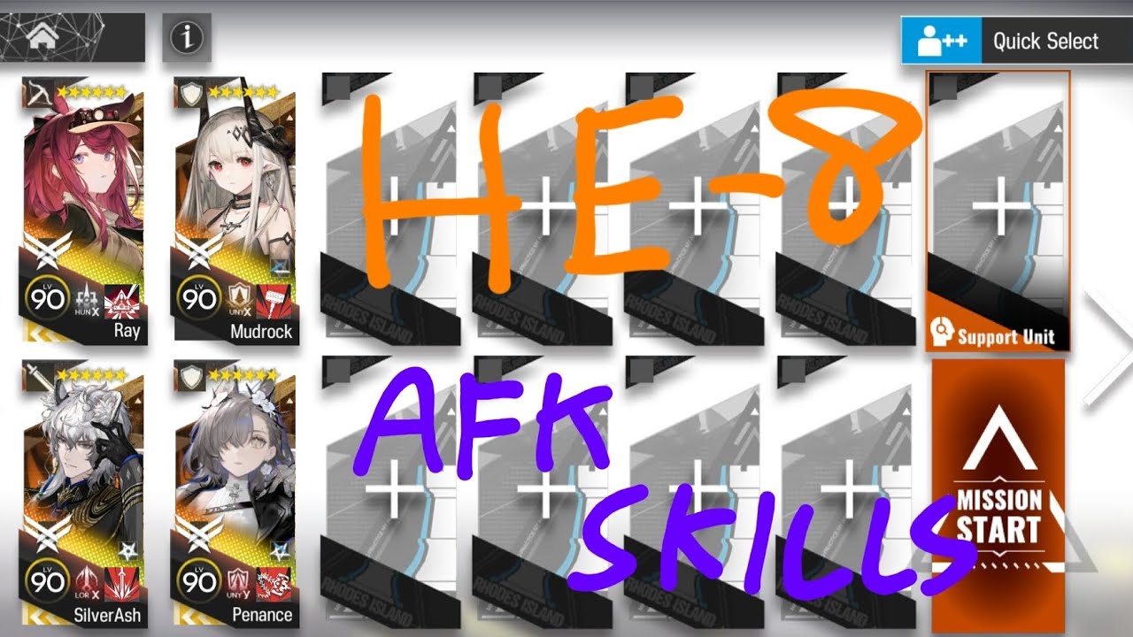 Arknights HE-8 4op AFK skills (DP was not an issue) - YouTube