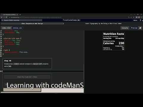 learn2code | freeCodeCamp (New) Responsive Web Design - Building a Nutrition Label: Step 46 ...