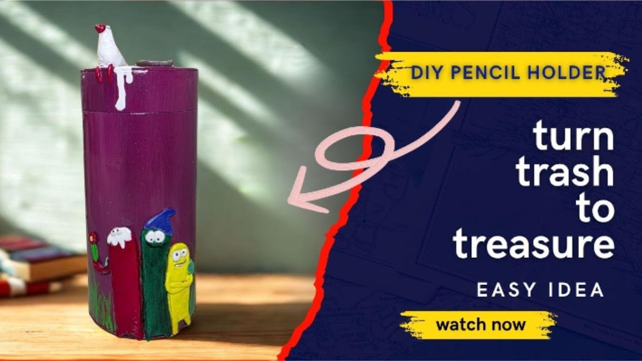 DIY pencil holder Tutorial | Easy & Beautiful Design - YouTube