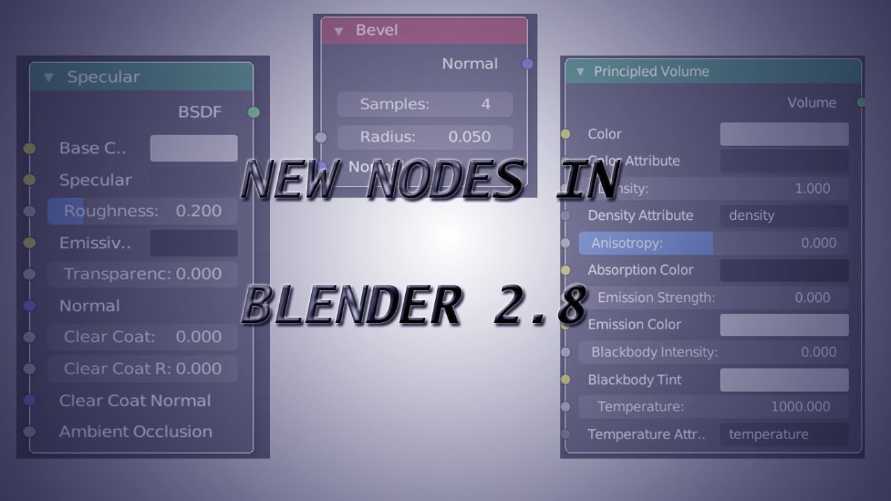 Principled Volume node, Bevel node, Specular node | Blender 2.8 | Eevee ...
