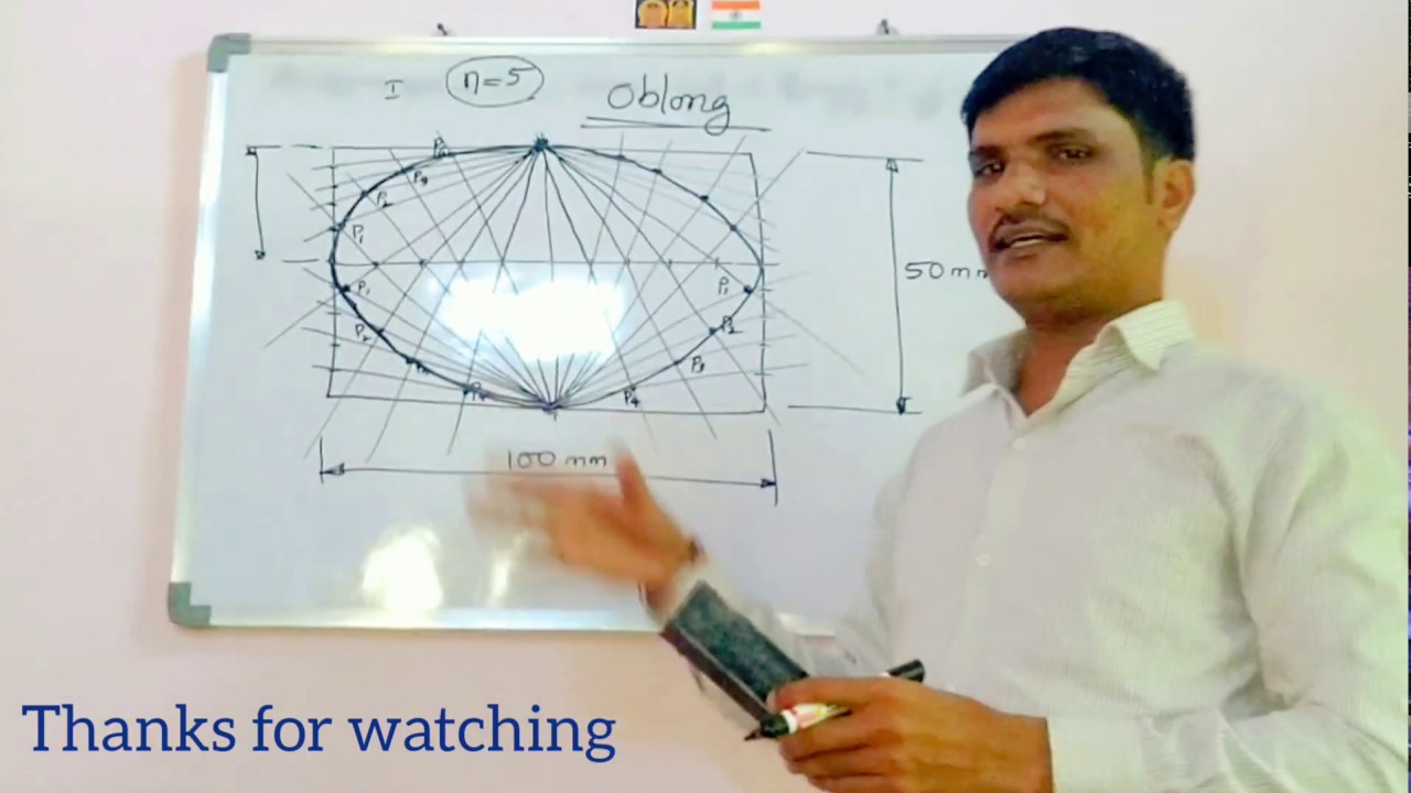 Ellipse by oblong method|Ellipse Engineering drawing - YouTube