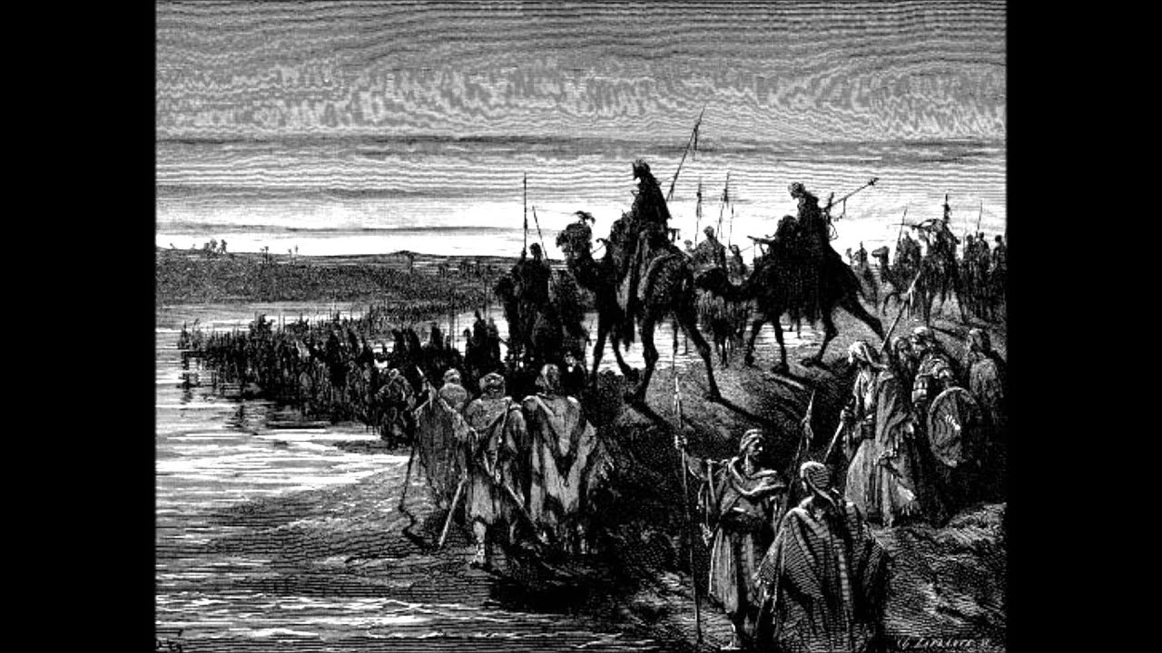 Joshua and Israel Entering Promised Land crossing the Jordan River ...