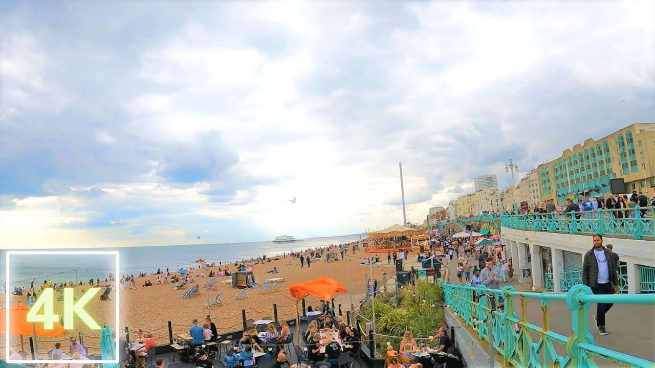 4K Brighton City Centre - Brighton City Walk - Brighton Beach, Seafront ...