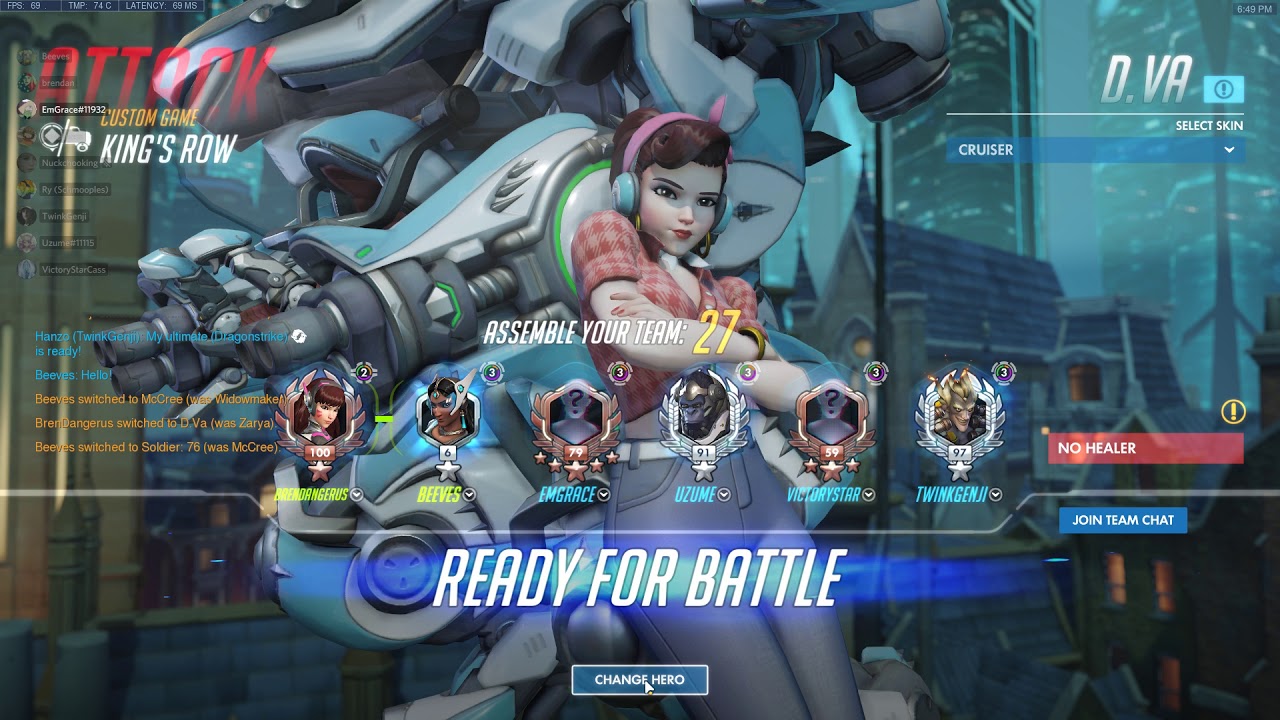 8/24 Scrim King's Row Zarya Dva - YouTube