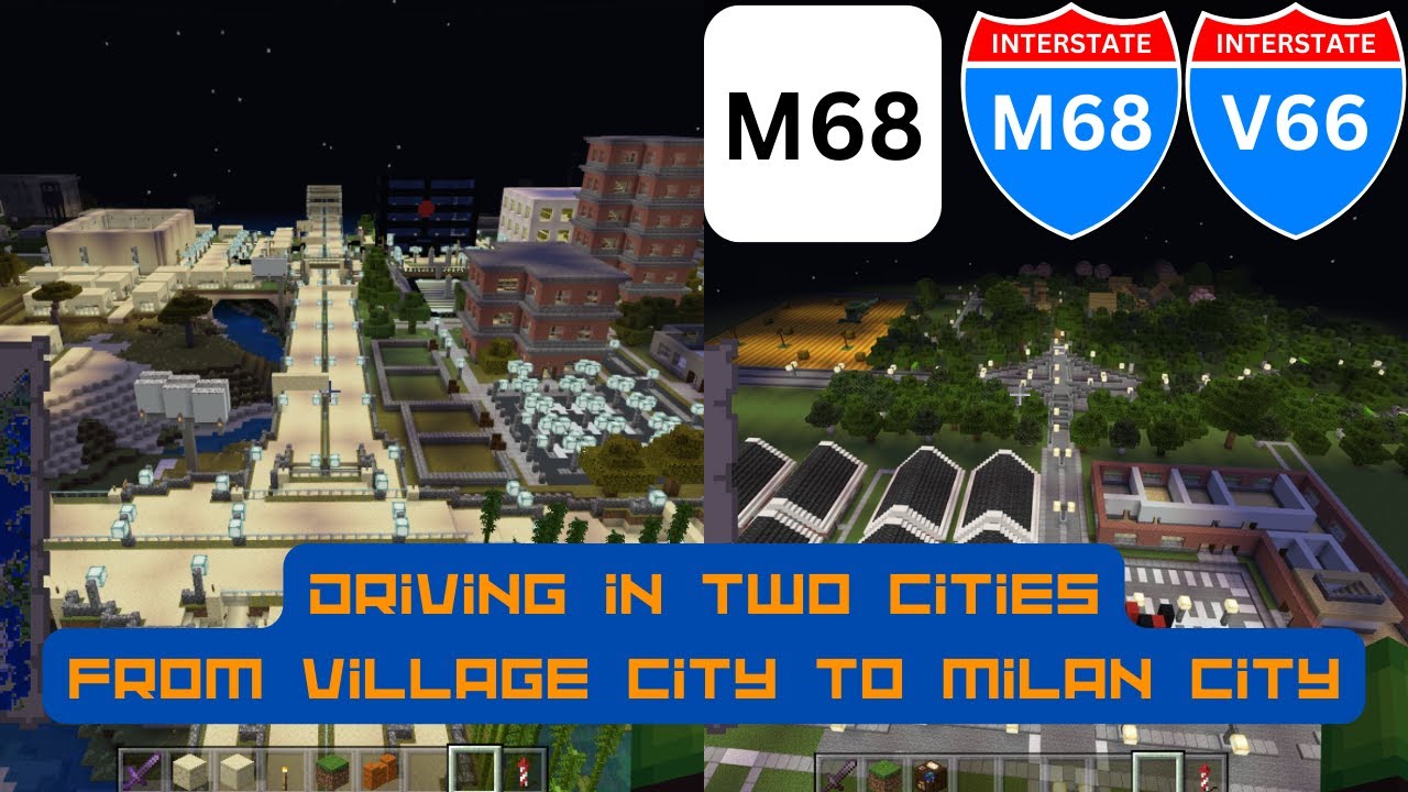 Driving from Village City to Milan City (I-V66, I-M68, Highway M68 ...