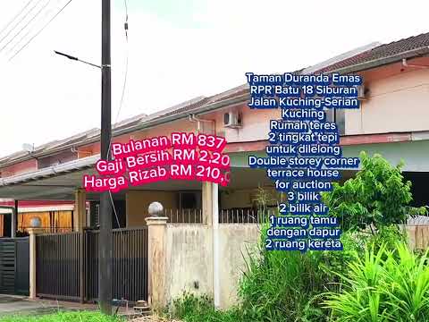 Taman Duranda Emas Siburan Batu 18 Kuching Serian Rumah teres 2 tingkat untuk dilelong - YouTube