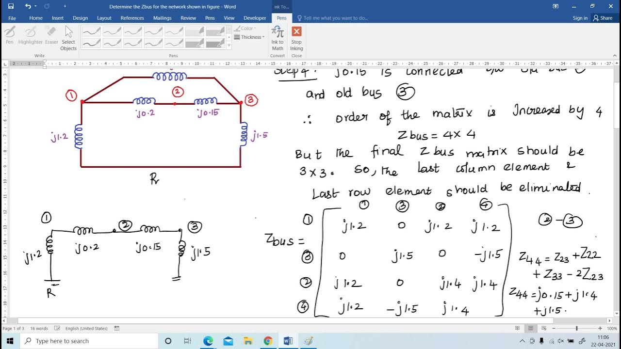 FORMATION OF ZBUS MATRIX |BUS BUILDING ALGORITHM| - YouTube
