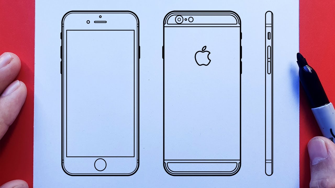 How To Draw Apple iPhone 6S Plus 9th Gen Easy Step By Step - YouTube