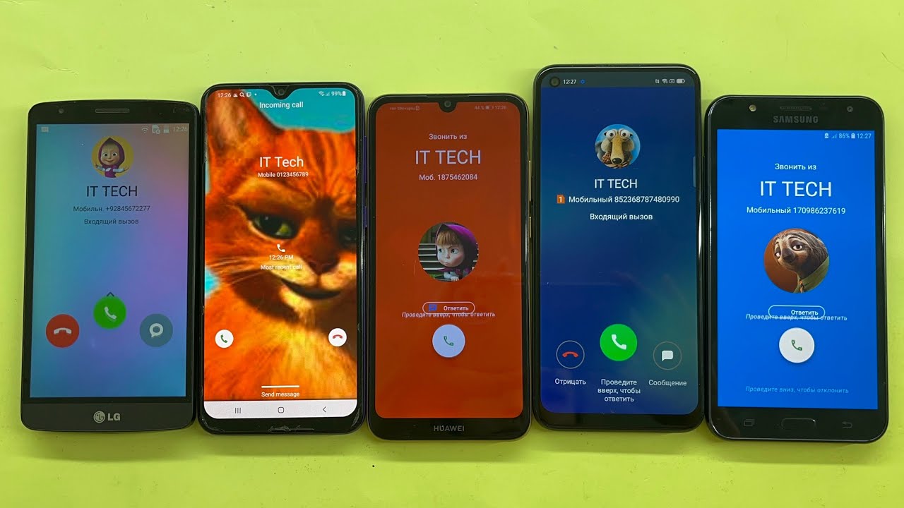 Incoming Call Five Phone Samsung Galaxy A30s/J7/Huawei Y6/OPPO A53/LG G3 - YouTube