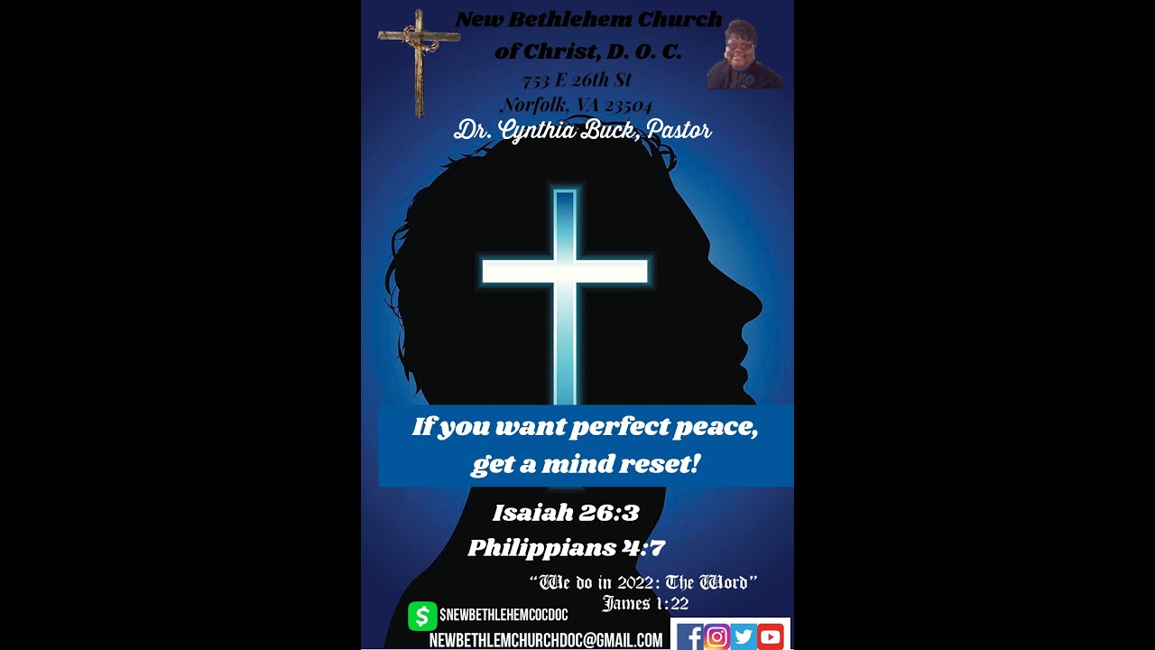 Pastor Dr. Cynthia Buck, "If you want perfect peace, get a mind reset ...