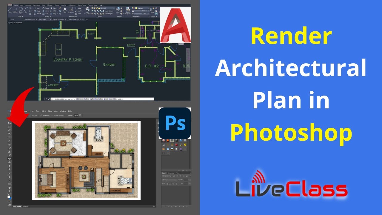 Rendering Architectural Plan in Photoshop Live Class - YouTube