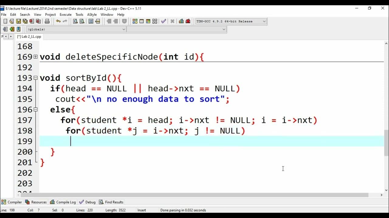 Sorting singly linked list - YouTube
