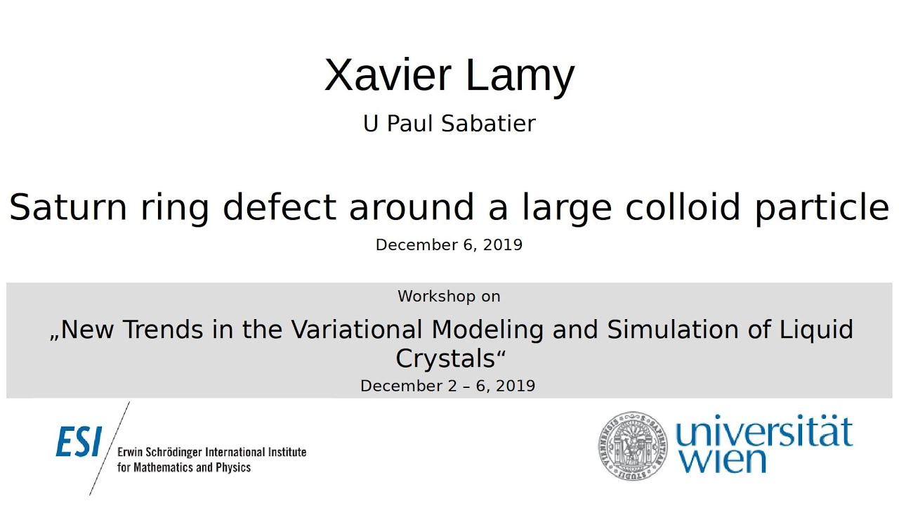 Xavier Lamy - Saturn ring defect around a large colloid particle - YouTube