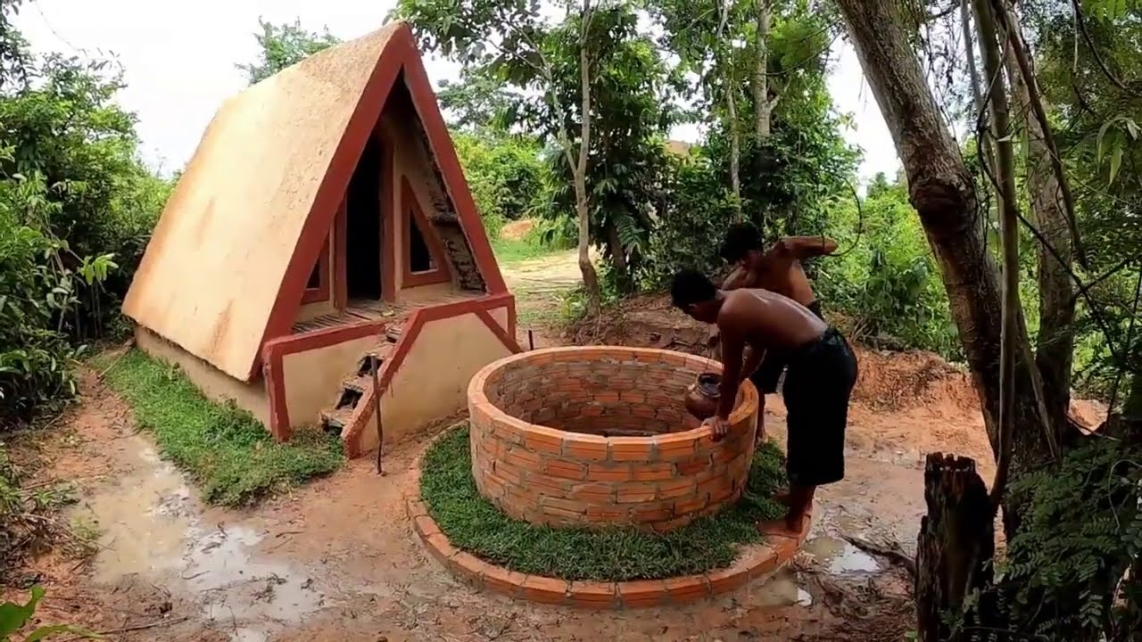 60 Day Of They're Lived Build Brick Water Well , Design Mud House And ...