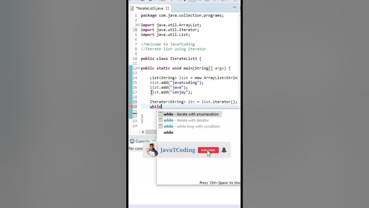 Iterate Elements Arraylist Using Iterator Shorts Youtubeshorts Javatcoding Youtube