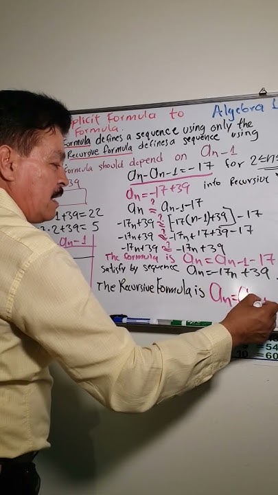 "Converting an Explicit Formula to a Recursive Formula | Algebra 1 ...