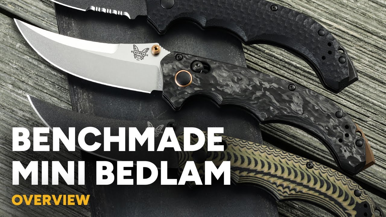 Benchmade Mini Bedlam - S90V Axis Lock Scimitar Blade - Overview - YouTube