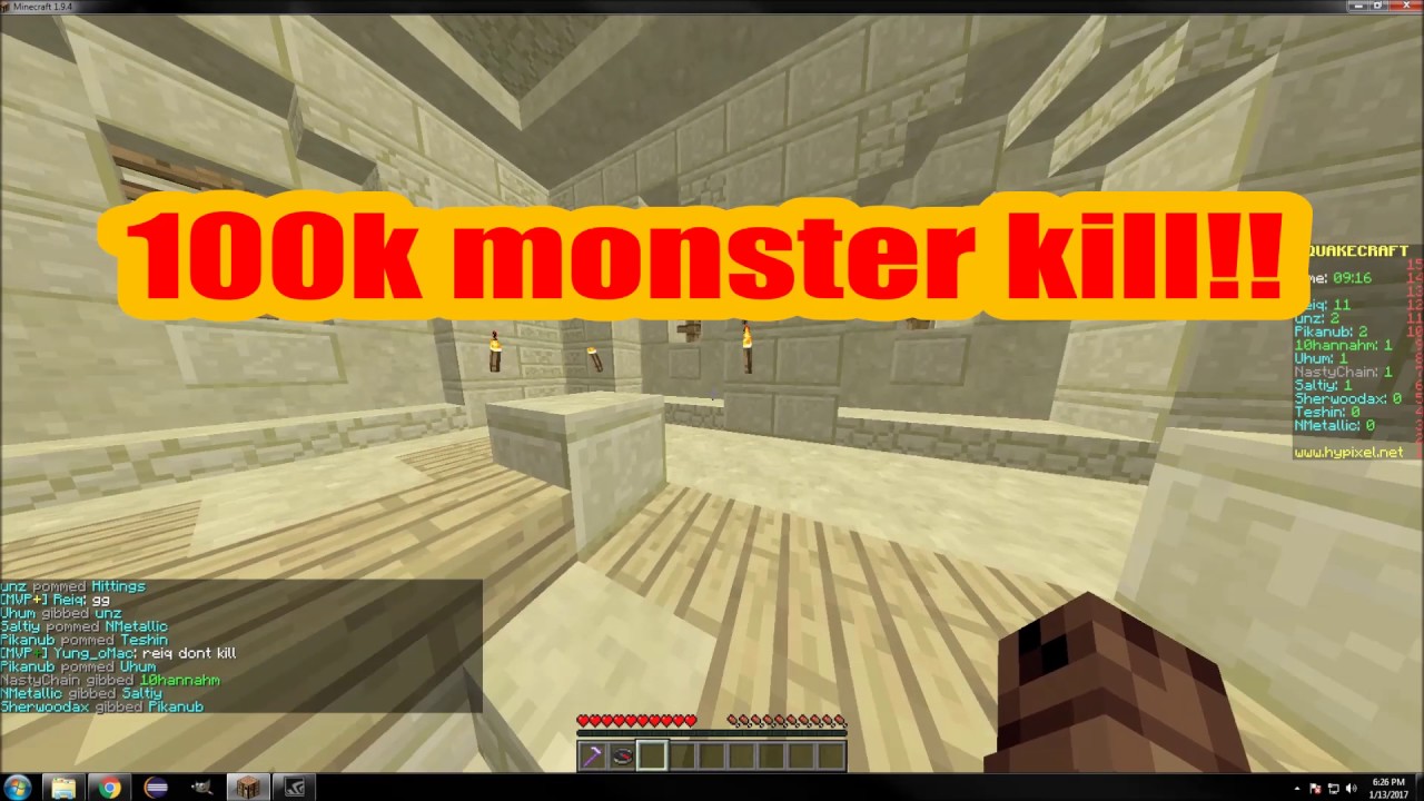 100k Monster Kill - Quakecraft - Hypixel - YouTube