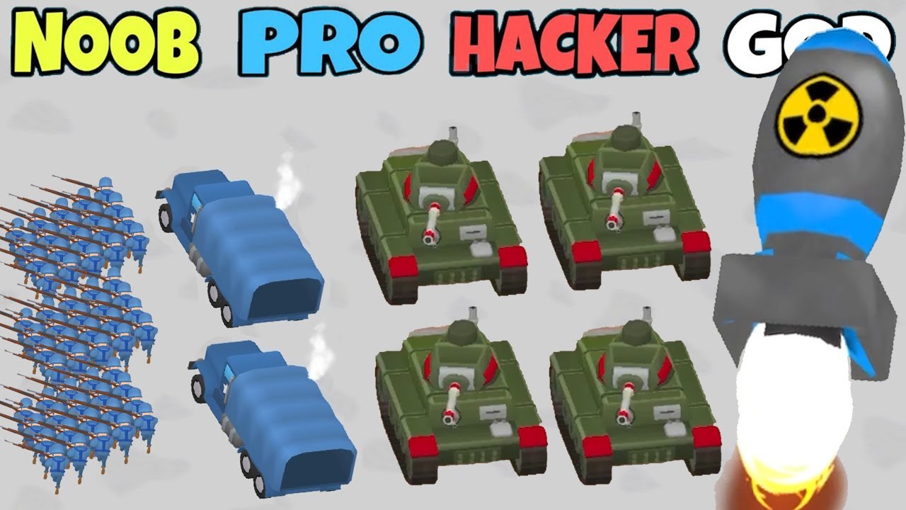 NOOB vs PRO vs HACKER vs GOD in Army Commander - YouTube