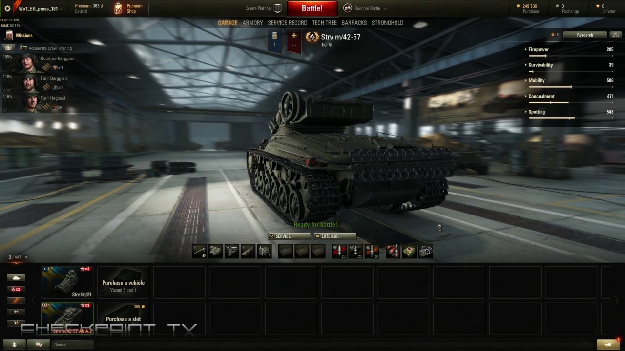 World of Tanks Swedish Tanks #02 - Strv m/42-57 Tier VI In Hangar - YouTube