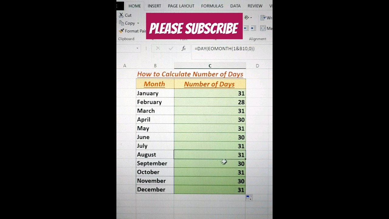 How To Calculate Number Of Days In A Month In Excel Excel Tutoring How To Calculate Number Of Days In A Month In Excel Excel Tutoring