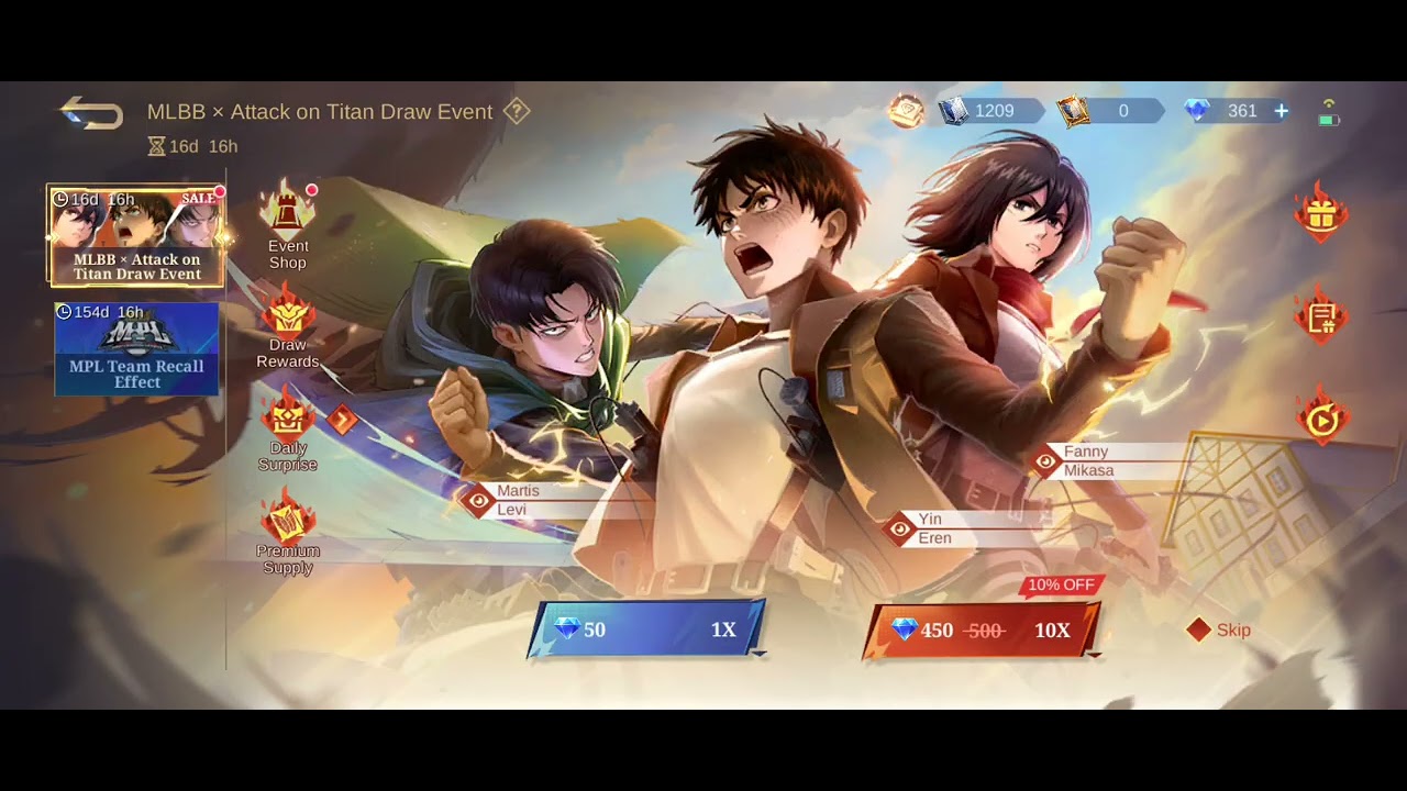 AOT SKIN EREN YIN MLBB - YouTube