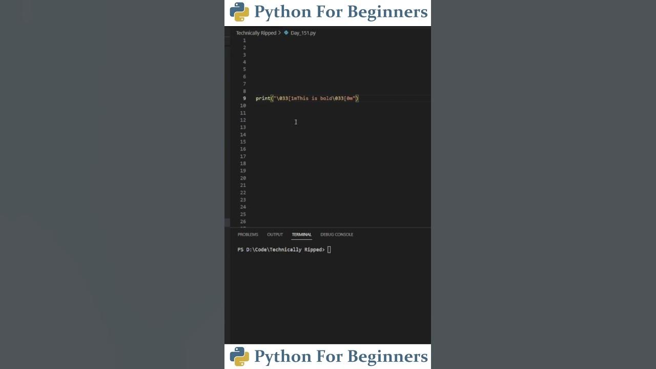 Print Bold Text In Python Python Tutorial Youtube