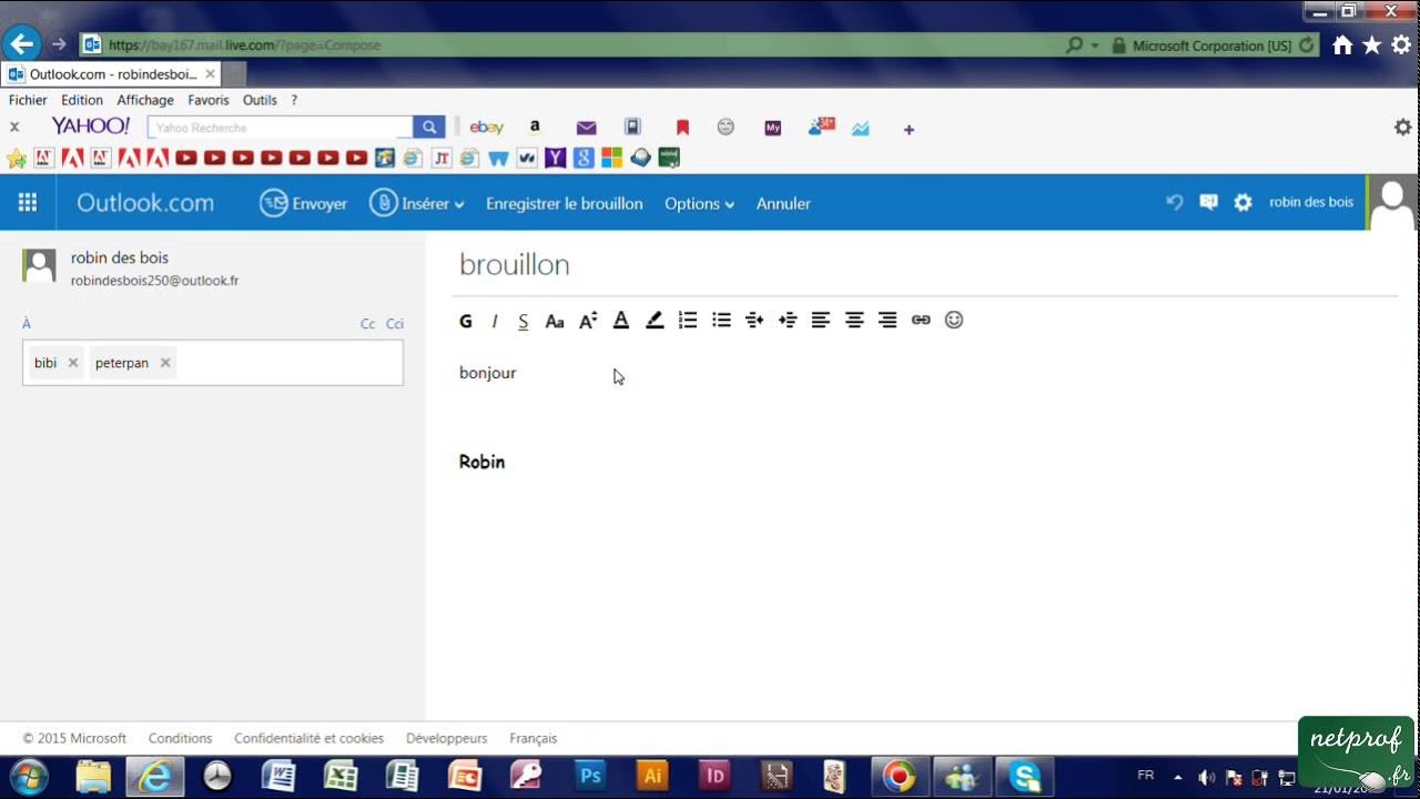 4L - Mettre un message en attente dans brouillon avec Outlook msn - YouTube