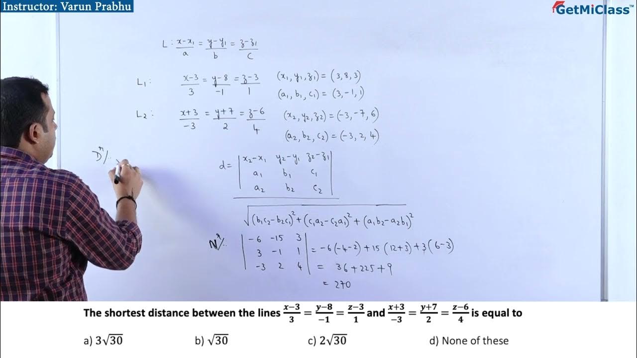 Derivation of Distance Between Lines KCET 12th Mathematics 3D Geometry Lines - YouTube