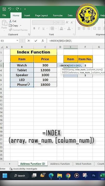 "INDEX Function in Excel (Explained in Hindi)" | #INDEXFunction - YouTube