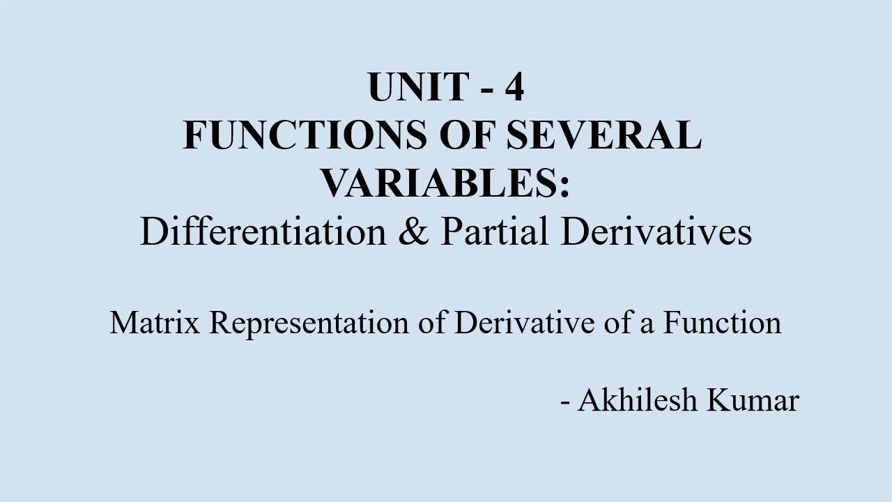 Matrix Representation of Derivative of Function at a Point - YouTube