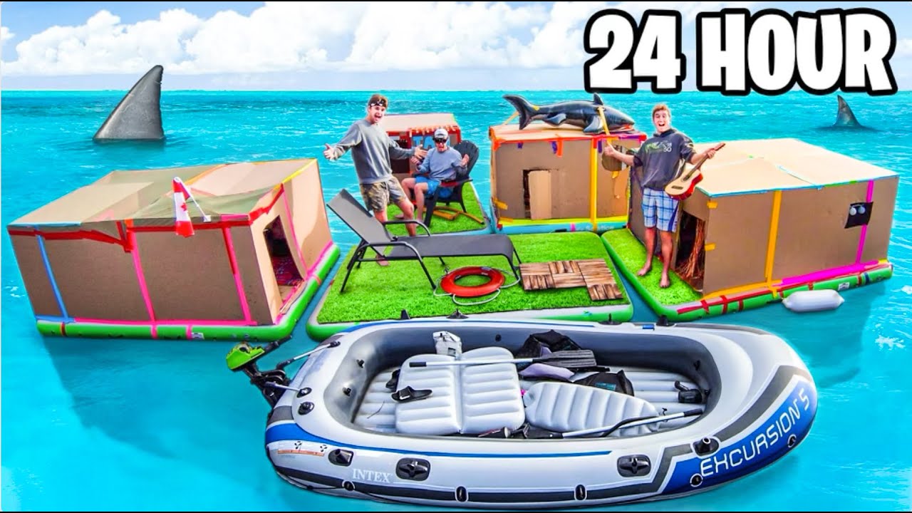 Worlds BIGGEST Box Fort CITY On A LAKE! 7 Day Adventure (MOVIE) - YouTube