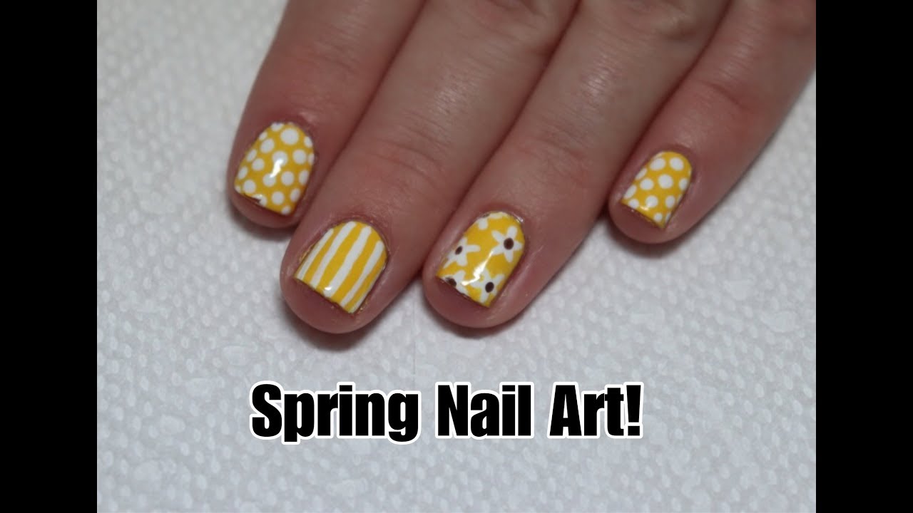 Mix & Match Yellow Spring Nail Art - YouTube