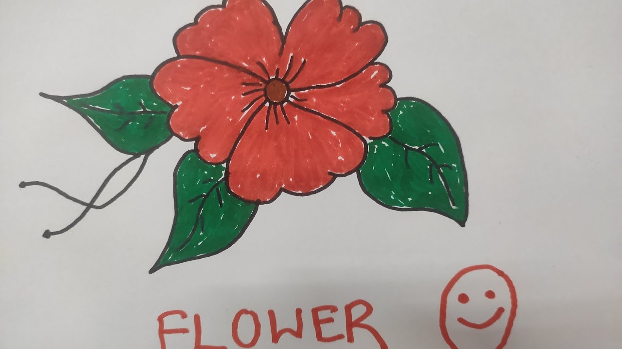 How to draw and color a flower - YouTube
