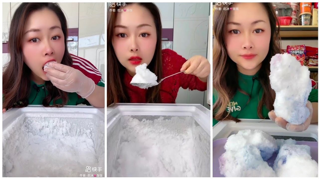 WHITE ICE EATING ASMR|ICE EATING ASMR|Snow-white ASMR - YouTube