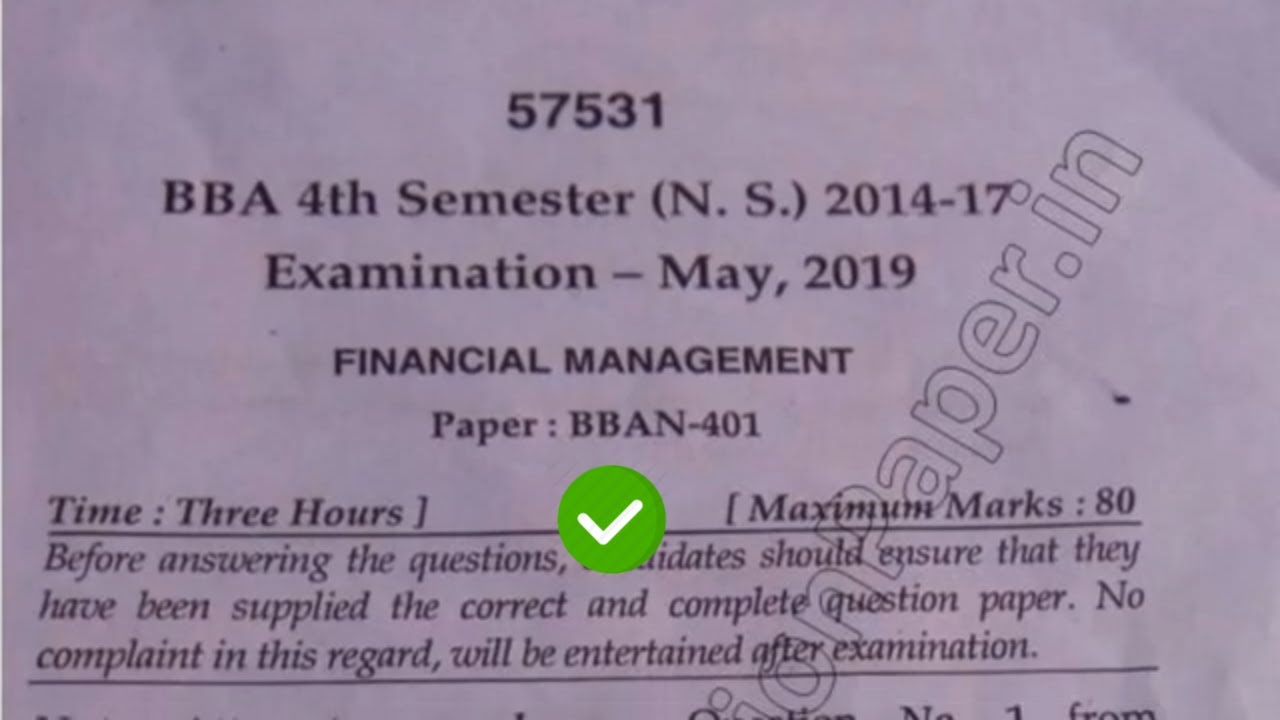2019 Mdu BBA 4th Sem Financial Management Question Paper YouTube 2019 Mdu BBA 4th Sem Financial Management Question Paper YouTube