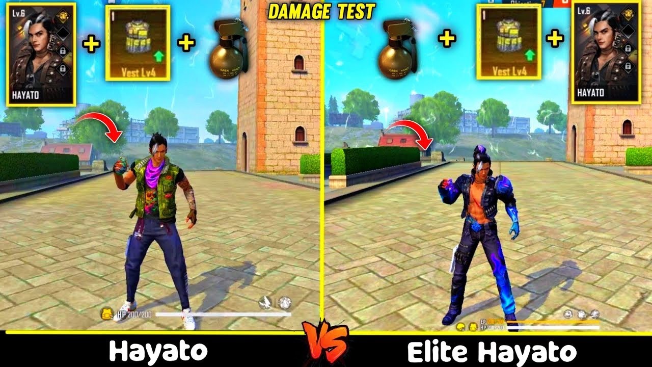 ELITE HAYATO VS HAYATO FULL ABILITY TEST IN FREE FIRE - GARENA FREE ...