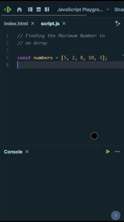 Finding The Maximum Number In An Array Javascript Shorts Codingshorts Youtube