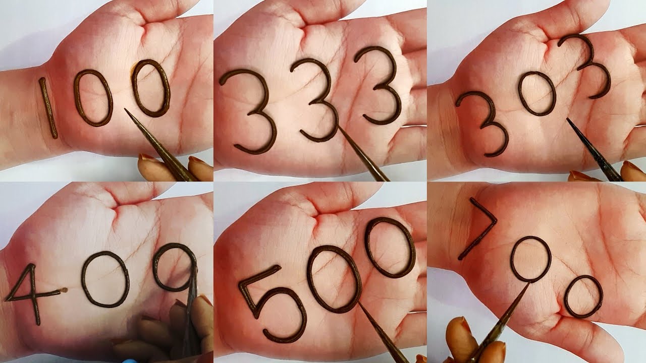 100 200 400 Beautiful Number mehndi design for hands | Easy mehndi ...