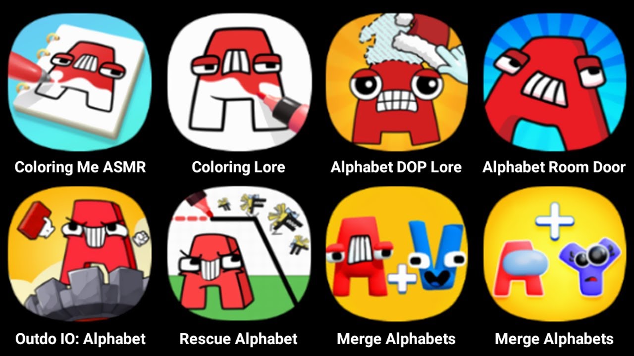 Alphabet Lore (Coloring ARSM + DOP + Room Door + Outdo IO + Letter ...