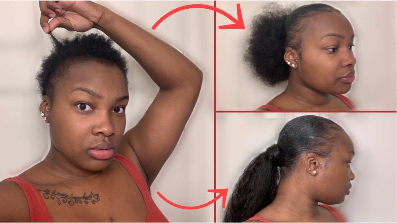 HOW I SLICK MY SHORT 4C HAIR INTO A LOW PONYTAIL| TWA Styles - YouTube
